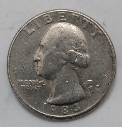 1983-D Washington Quarter With Filled Mint Mark And Errors, circulated ...