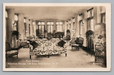 Sun Parlor—Allerton House NYC Rare RPPC Antique Manhattan Hotel ...