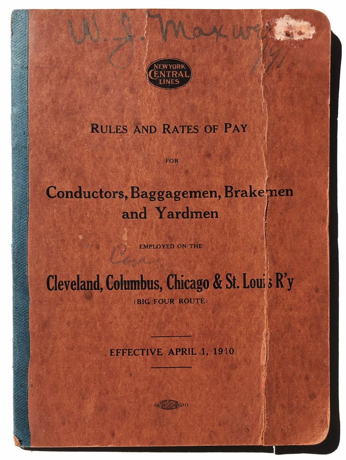 NY Central Lines CCC&StL 1910 booklet & 1899 document: Rules & Rates of ...