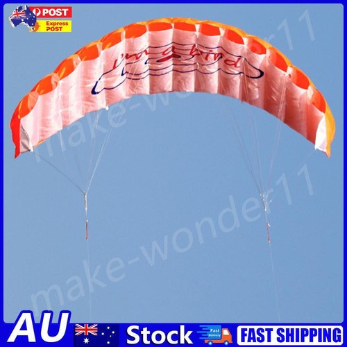 Dual Line Stunt Parafoil Parachute Rainbow Sports Beach Kite (Orange ...