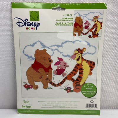 Counted Cross Stitch Kit Pooh Piglet Tigger " Jump Rope"Disney Home ...