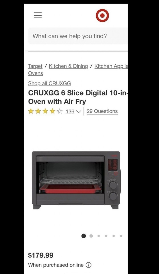 NIB CruxGG ALLN Digital Air Fryer Toaster Oven 1800 Watt Model # 17336 ...