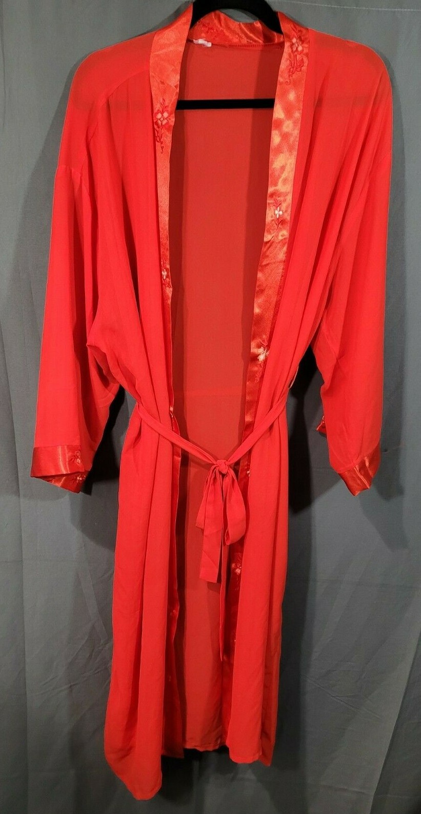 Red Robe Sheer Chiffon Lingerie Size XXLarge Housecoa… - Gem
