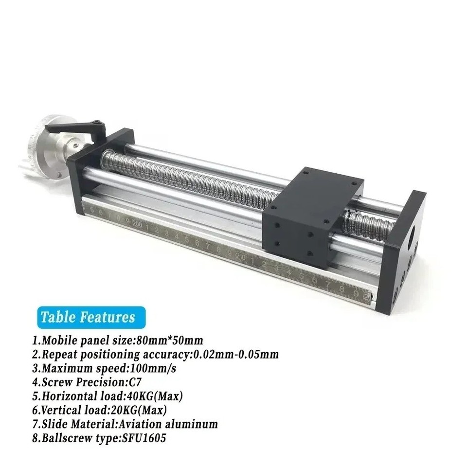 Manual CNC Slide Table 40-60kg Linear Motion Stage Ball Screw Module ...