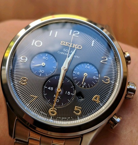 Seiko V175-0DX0 Chronograph Stainless Steel Date Solar Watch | eBay