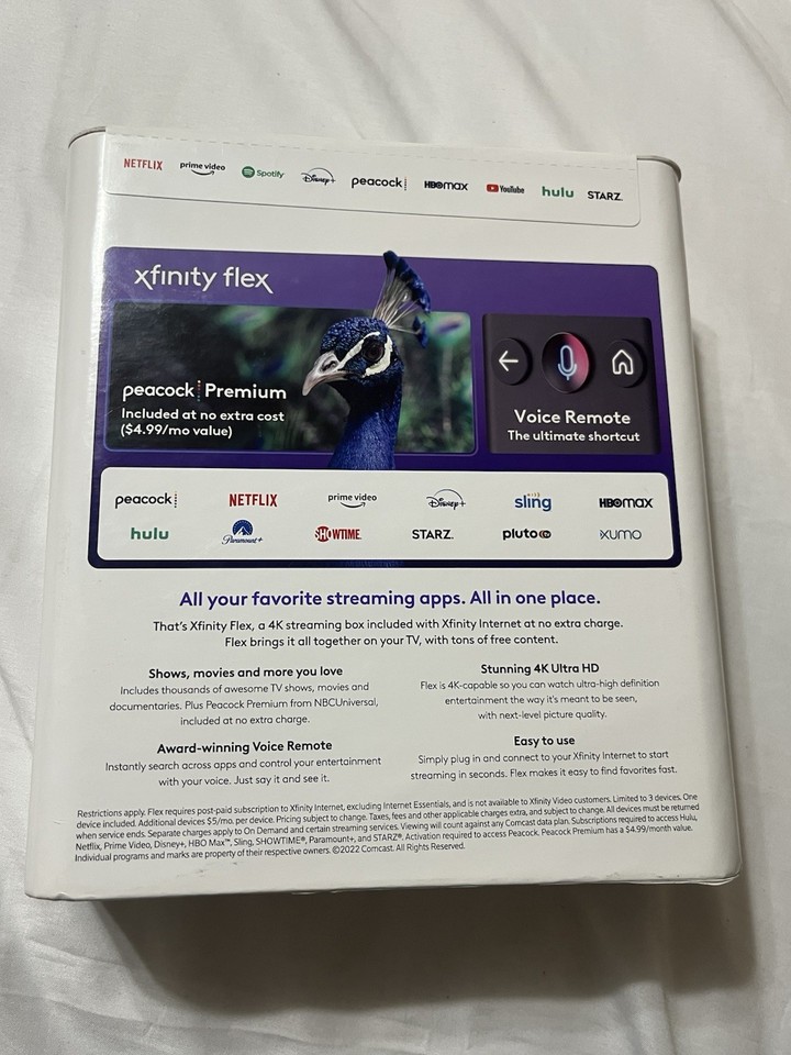 NEW Xfinity Flex Streaming TV Box 4K w/ Remote Control Brand New Sealed ...