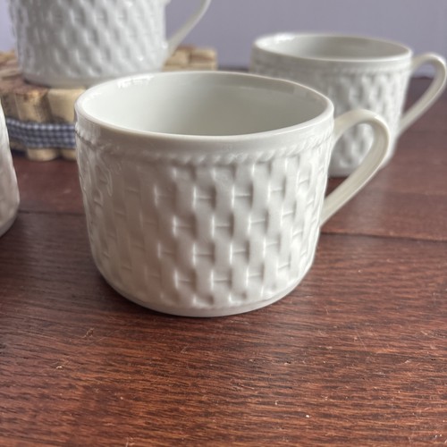 Oneida Basketweave Coffee Tea Mugs, Demitasse Cups, Set of 4 White ...