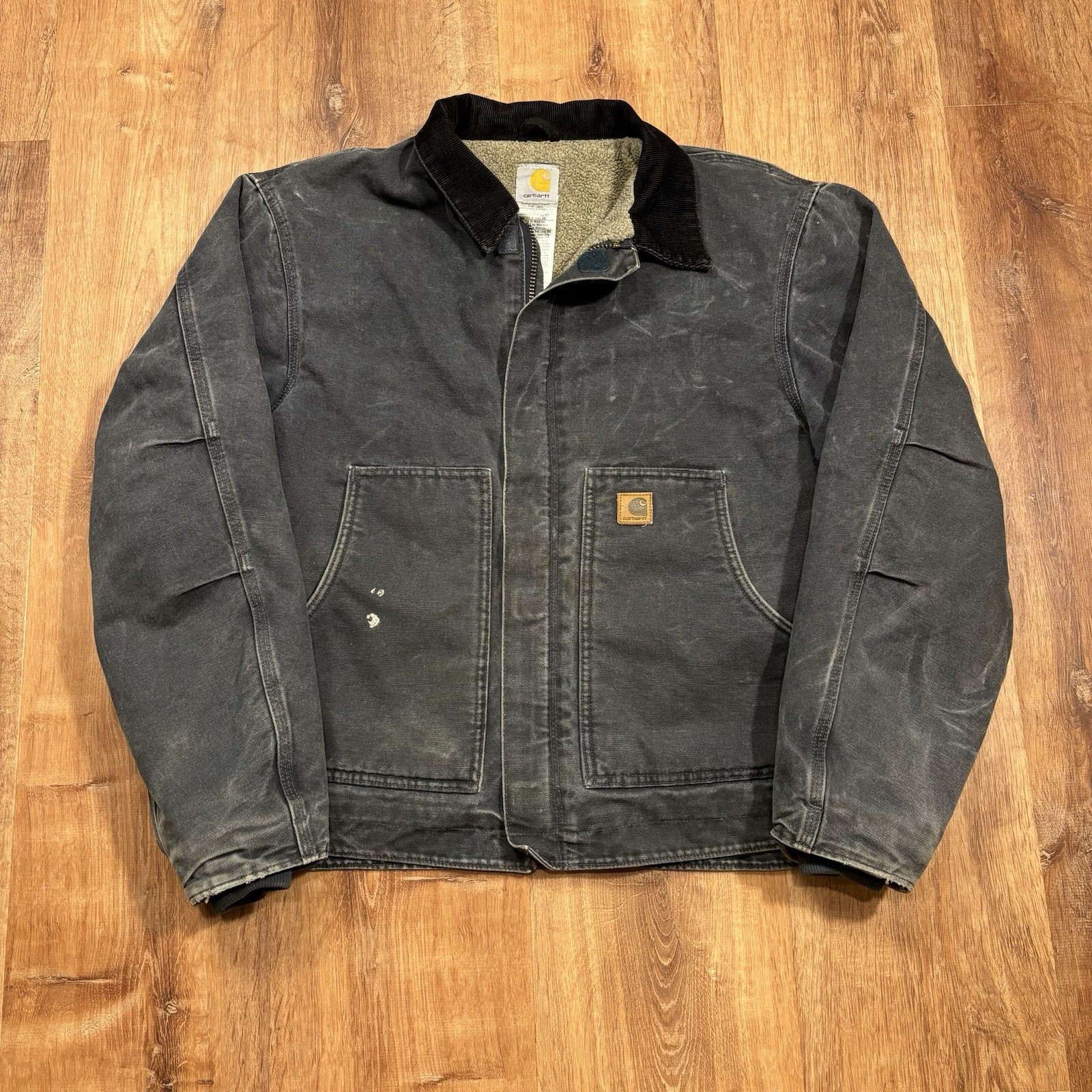 Vintage Carhartt Arctic Jacket Mens L Faded Petrol Gray Sherpa Lined J164 PTL | eBay