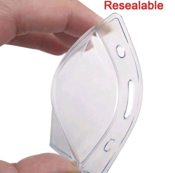 Clear ID Card Badge Pass Holder Pocket Vertical Plastic Wallet ID ...