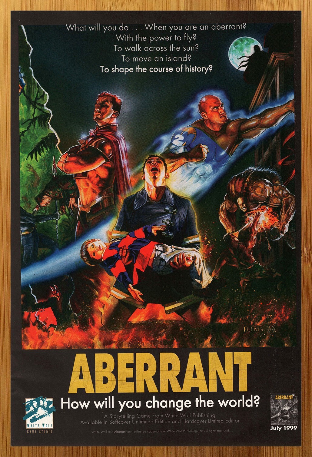 1999 White Wolf Games Aberrant RPG Book Vintage Print Ad/Poster Sci-Fi ...