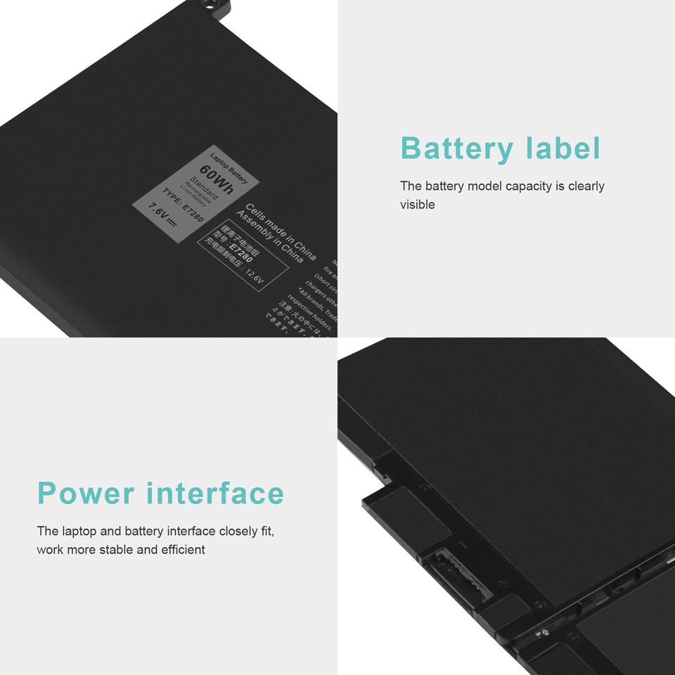 F3YGT DM3WC Battery For Dell Latitude 12 13 14 E7280 E7480 7480 7390 ...