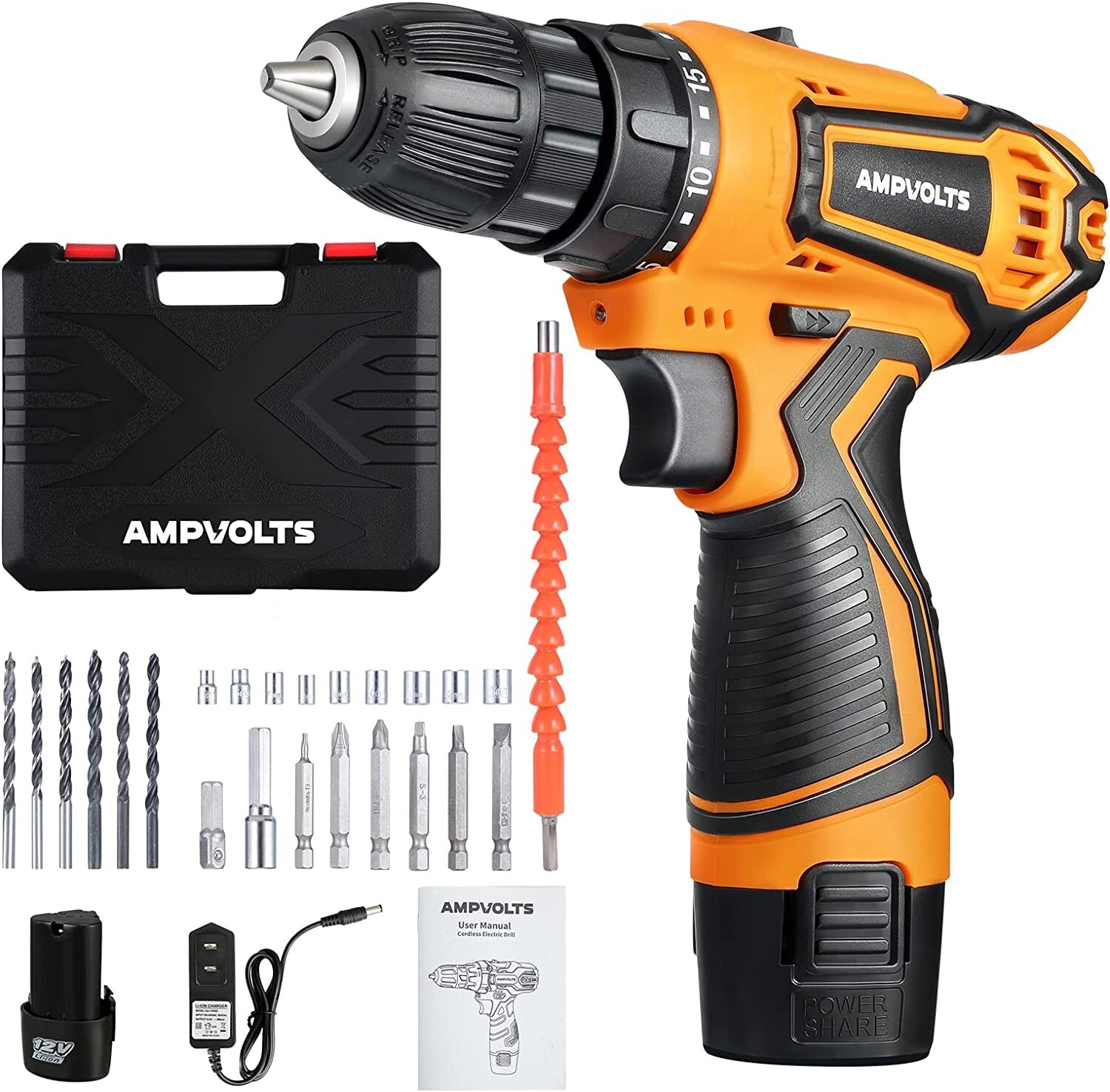 Cordless Drill Set, Ampvolts 12V Max Lithium-Ion Cordless Power Drill ...