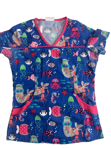 UA Scubs Women's Scrub Shirt Uniform Medical Scrubs XS Graphic Ocean ...