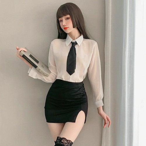 Women Sexy Secretary Teacher Uniform Lingerie Party Costume Role Play ...
