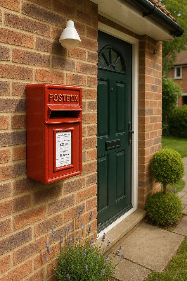 Contemporary Letterbox Red Post Box with Lock - Durable Cast Iron ...