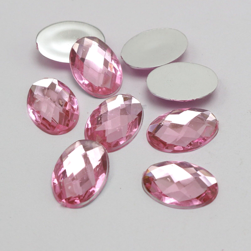 100 Pink Flatback Acrylic Rhinestone Oval Gem Beads 13X18mm No Hole ...