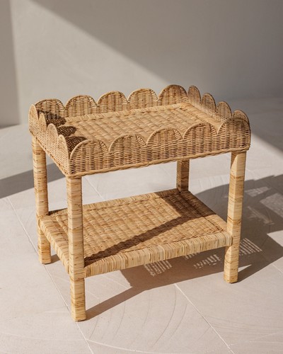 NEW Zaara’s Market Scallop Rattan Side Table | eBay