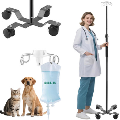 IV Pole with Wheels,47 to 100In Portable IV Floor Stand with 4 Hooks IV ...