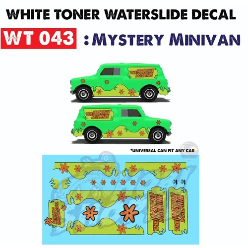 WT043 White Toner Waterslide Decals MYSTERY MINIVAN For Custom 1:64 Hot ...