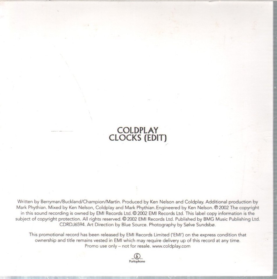 COLDPLAY CLOCKS CD 1 track cd promo in card sleeve (CDRDJ6594) UK ...