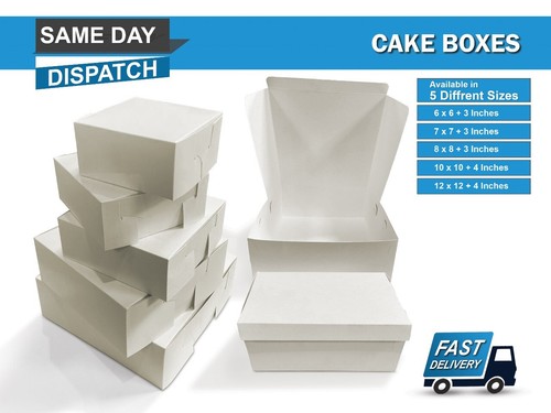 White Cake Boxes Fold Flat for Wedding Birthday Cakes,Bakery 6,7,8,10 ...