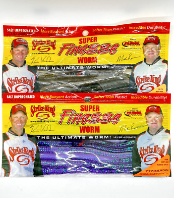 Strike King KVD 4" & 7" Super Finesse Worm Soft Perfect Plastic CHOOSE ...