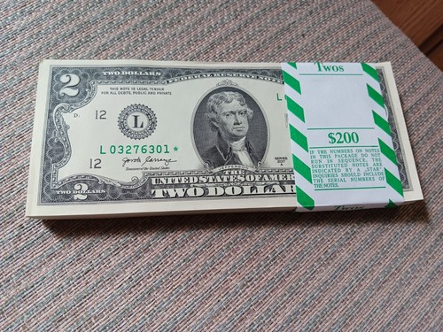 100 Sequential 2017 (L) Star Note $2 Two Dollar Bills San Francisco ...