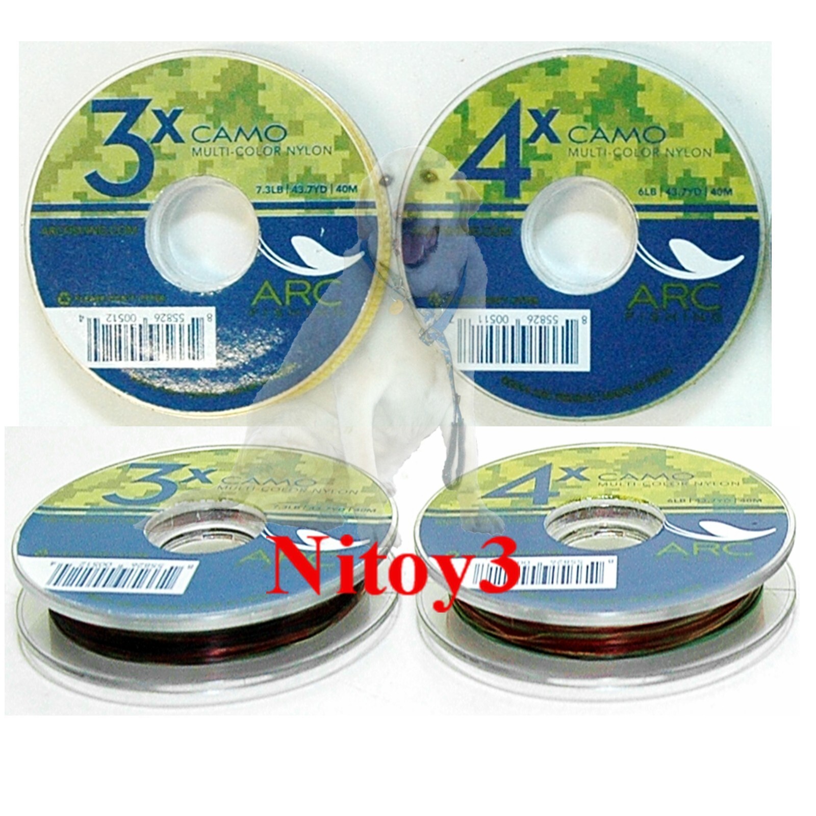 ARC Fishing Arc Fishing Multicolor Camo Nylon Tippet - 3X, 4X (40m ea ...