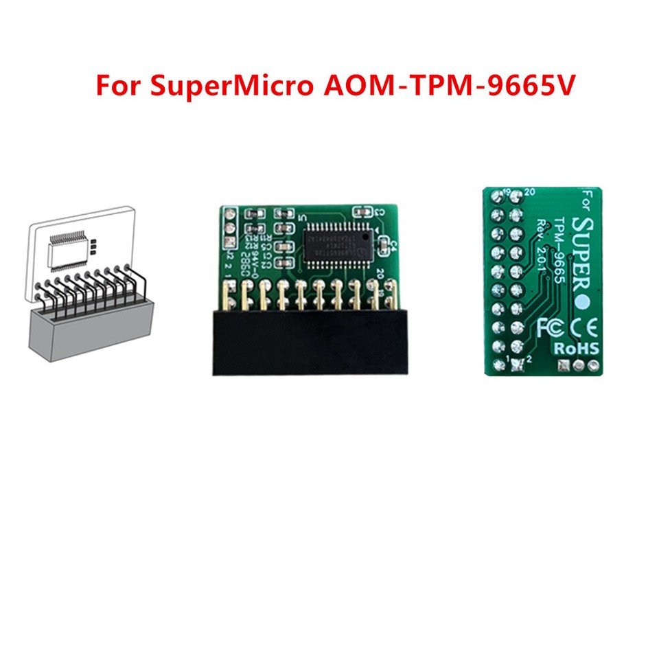 20Pin TPM 2.0 Module Trusted Platform For SuperMicro AOM-TPM-9665V TCG ...