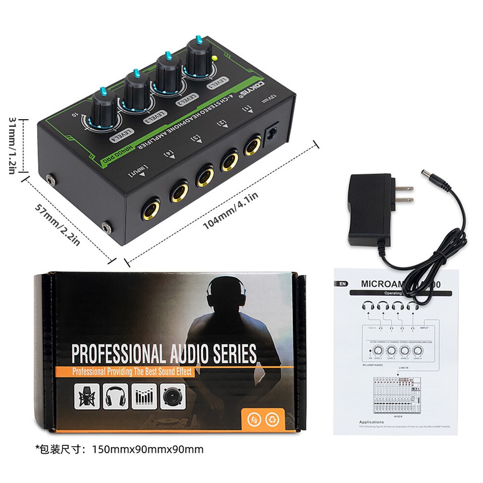 4 Channels Mini Headphone Amplifier Stereo Headphone Amplifier Audio ...