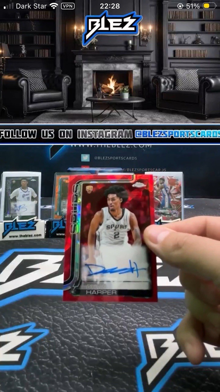 2025-26 Topps Chrome Sapphire Dylan Harper Autograph Red Sapphire /5 ...