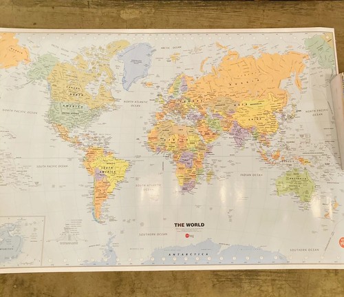 Classic World Atlas Wall Map Mural Poster Peel And Stick Decal 24x36 ...