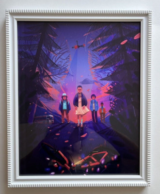 Stranger Things TV Show Anime Characters Night Forest Print Framed | eBay