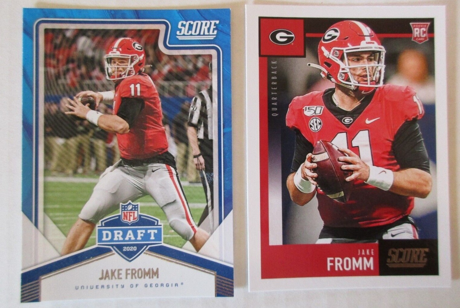2020 Score RC Jake Fromm 2 Card Lot Georgia RC & Buffalo Bills Draft ...