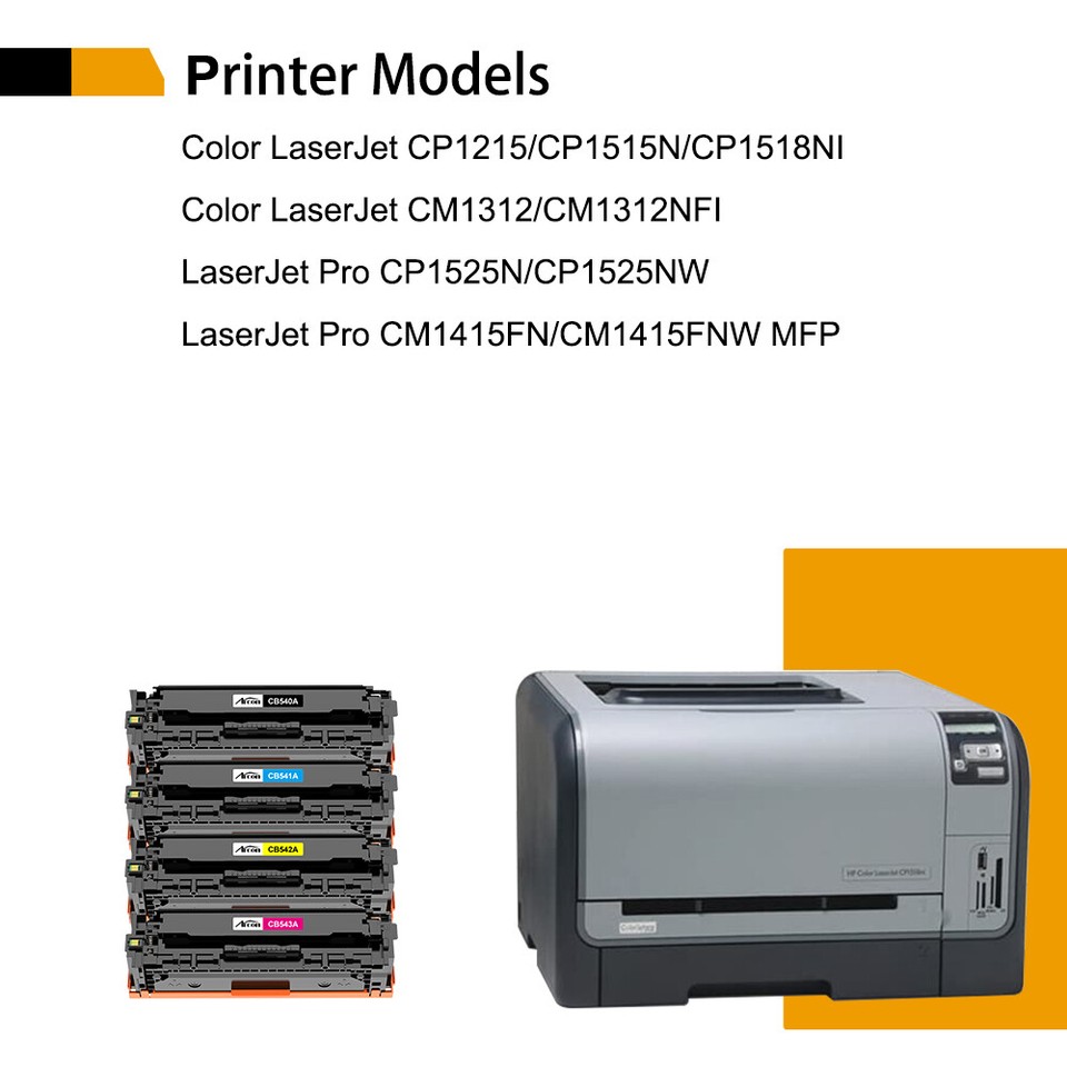 4PK Generic CB540A Toner Cartridge For HP 125A Laserjet CP1215 CP1518ni ...