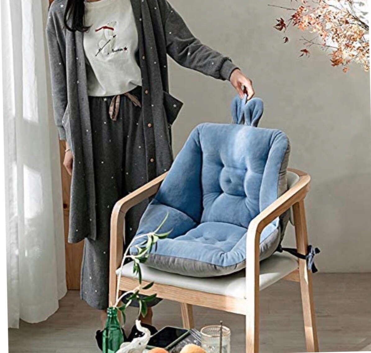 NEW Soft Rabbit Ear Chair Cushion Seat Pad Back Support Car Office Home ...