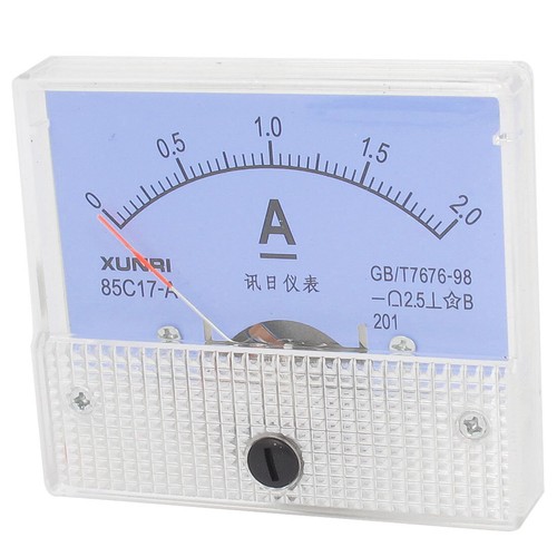 Class 2.5 DC 0-2A Clear Rectangle Mounting Pointer Analog Ammeter 85C17 ...