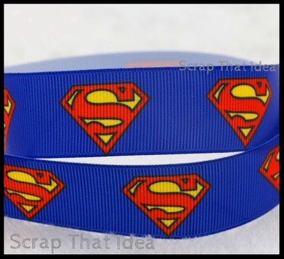 Superman RIBBON. 2x Meters. 7/8" Grosgrain. Craft,Bows,Cake. Superhero ...