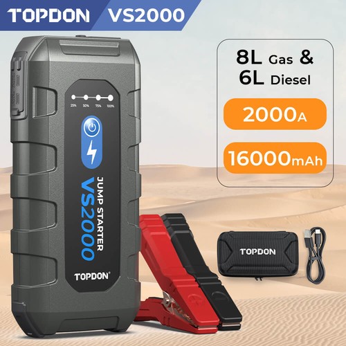 TOPDON 2000A LITHIUM-ION JUMP STARTER CAR BATTERY BOOSTER BOX POWER ...