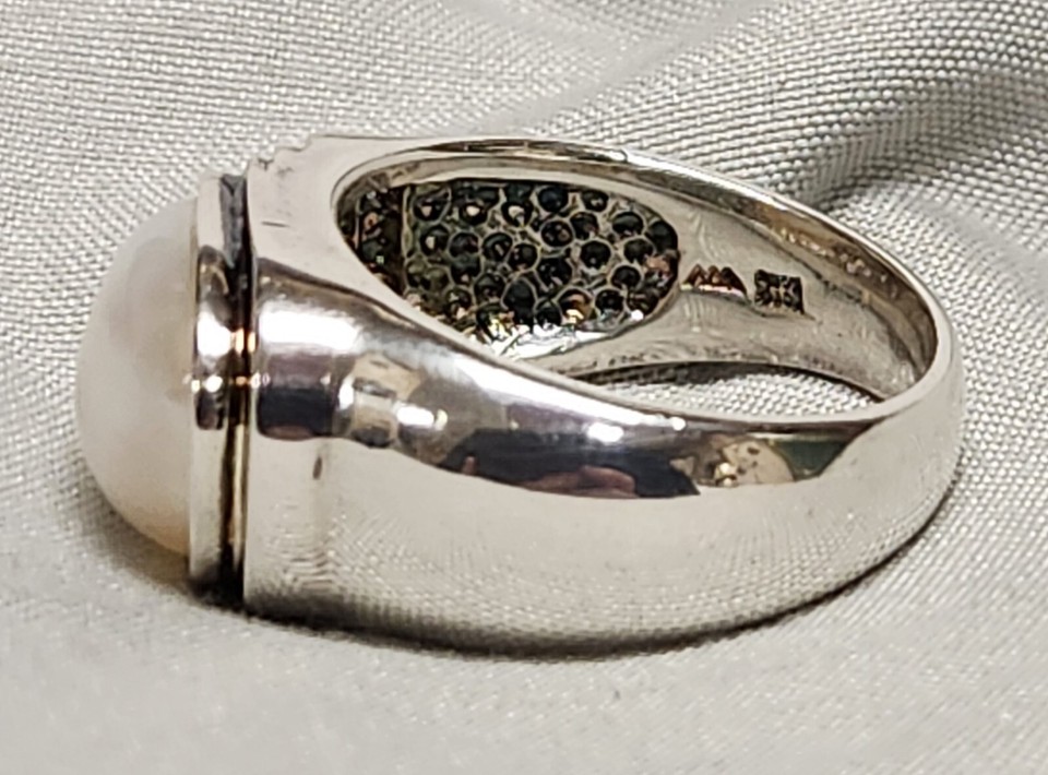 Gorgeous Genuine Pearl 925 Sterling Silver Oval Ring 7.5 World Wide ...