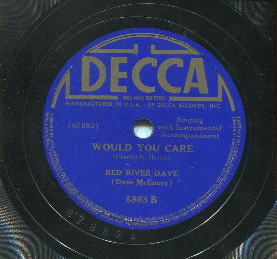 RED RIVER DAVE (Goodbye Little Darlin' / Would You Care) COUNTRY 78 RPM ...