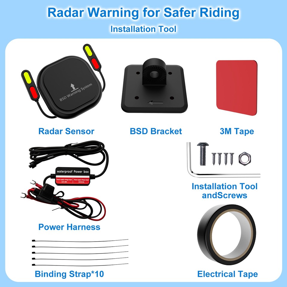 BSD01 Motorcycle Blind Spot Detection System 24GHz Radar Rear Collision ...