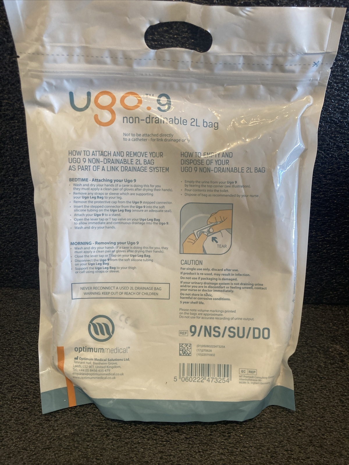 Ugo.9 2L Night Bags (x10) –Urine Drainage Bags/Catheter Nightbags Ref 9 ...