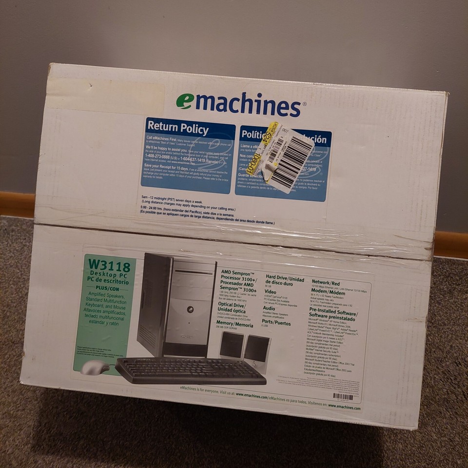 Vintage 2006 eMachines W3118 Desktop Computer PC Windows XP 80GB HD 256 ...