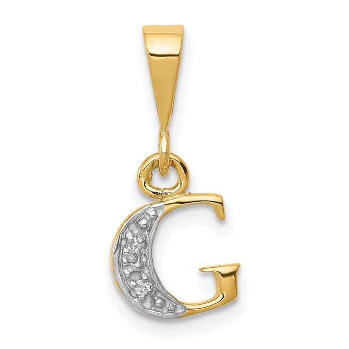 14K Solid Yellow Gold Diamond Letter G Initial Necklace | eBay