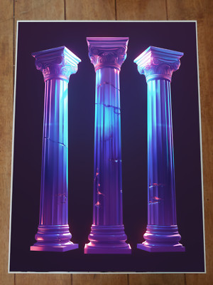 Greek Column Corinthian Neon Vaporwave Poster 18x24in | eBay