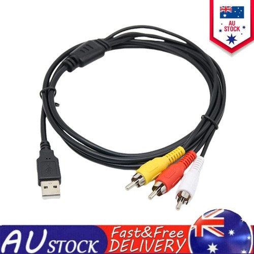 USB To 3 RCA Cable USB Male To 3 RCA Female Jack Splitter for TV/PC AU ...