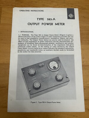 General Radio Type 583-A Output Power Meter Operating Instructions ...