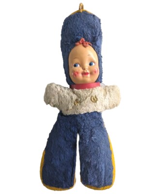 RUSHTON Vtg doll Stuffed Toy Soldier Doll Plush Blue 16” Rubber Plastic ...