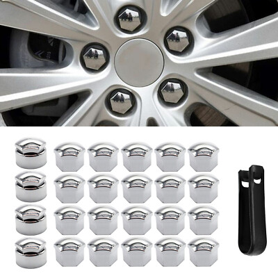 17mm Car Wheel Nut Lug Hub Covers Caps Screw Studs Decoration Chrome ...
